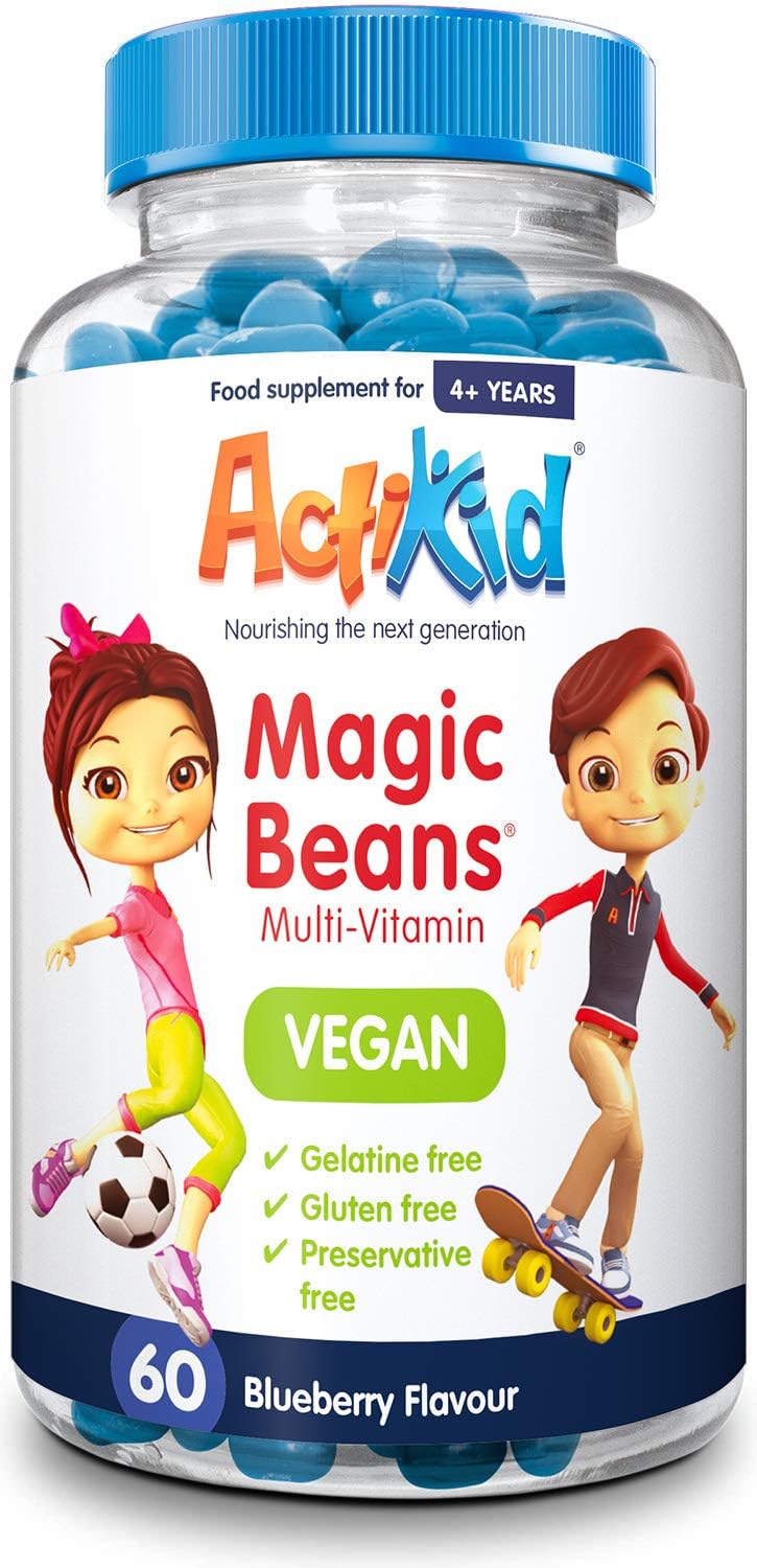 ActiKid Magic Beans Vegan Multi-Vitamin 60x Blueberry Flavour | Gelatin ...