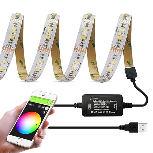 GIDERWEL Smart ZigBee 3.0 USB LED Strip Light RGBWW Kit Work with HUB ...