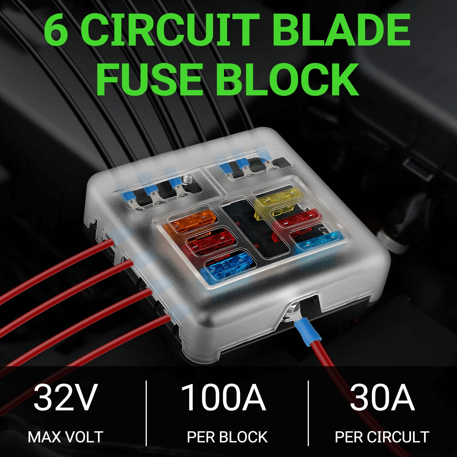 Mua 12V Fuse Block 6 Circuit Fuse Box Kit with Damp-Proof Fuse Panel ...
