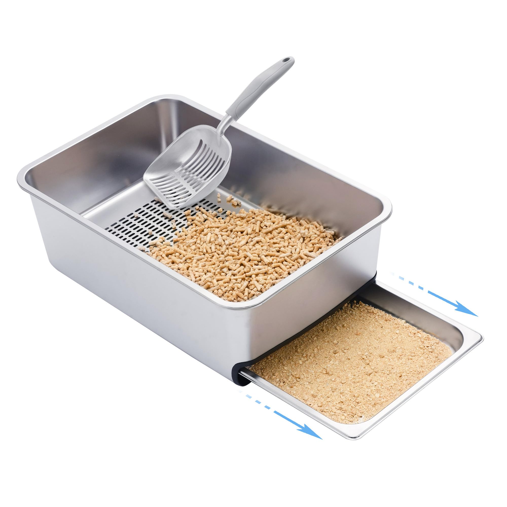 Sorstrem 8" Pull-Out Sifting Cat Litter Box, Anti-Splash & Odor Control ...