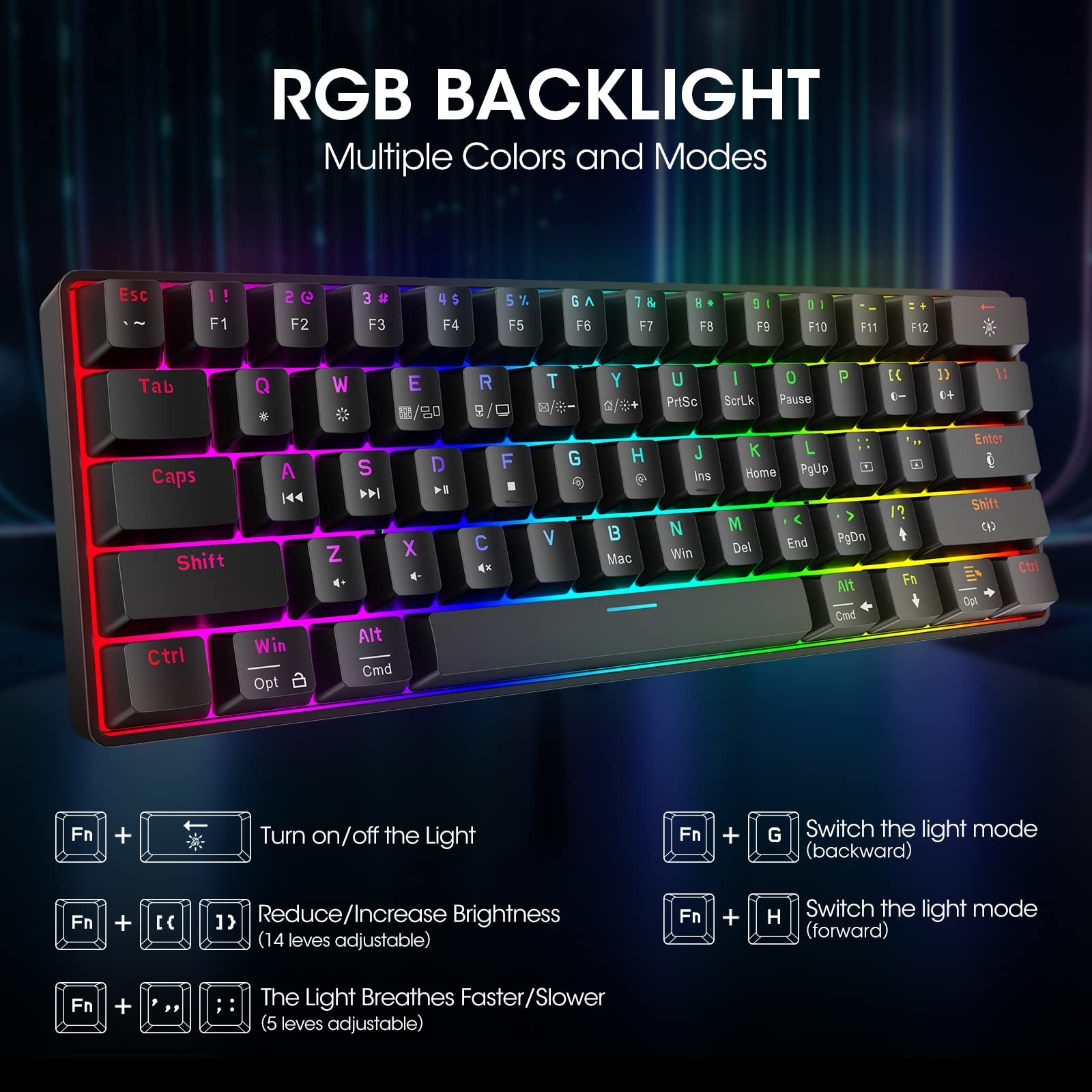 Mua KOORUI Gaming Keyboard 60 Percent, Wired Ultra-Compact Mechanical ...