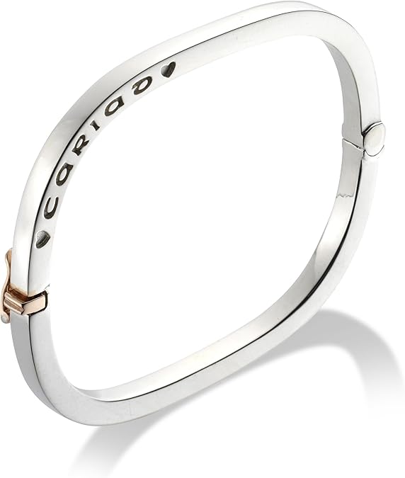Clogau Gold Silver and 9ct Rose Gold Contemporary Square Cariad Bangle ...