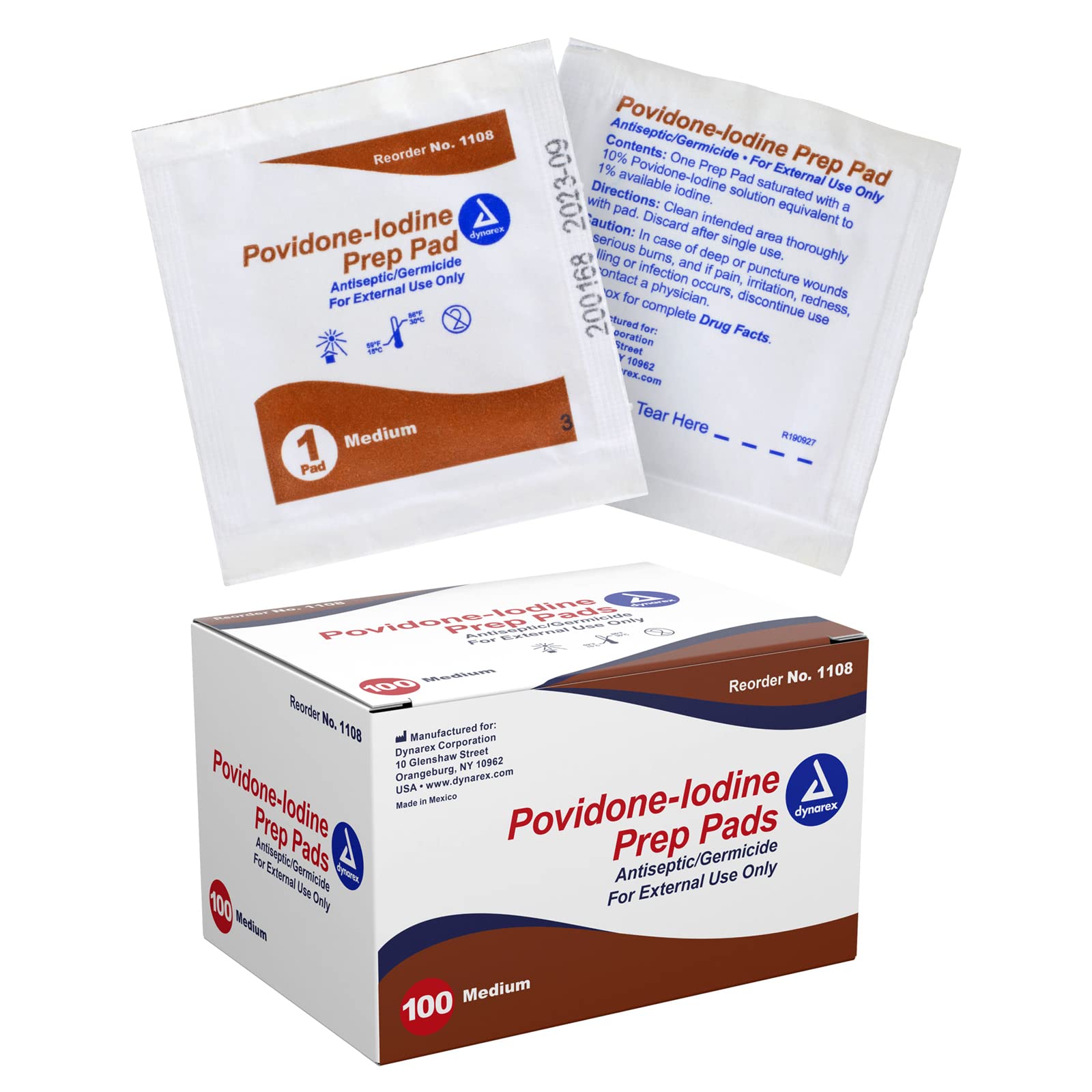 Dynarex Povidone-Iodine Prep Pads, Saturated with Povidone Iodine 10% ...