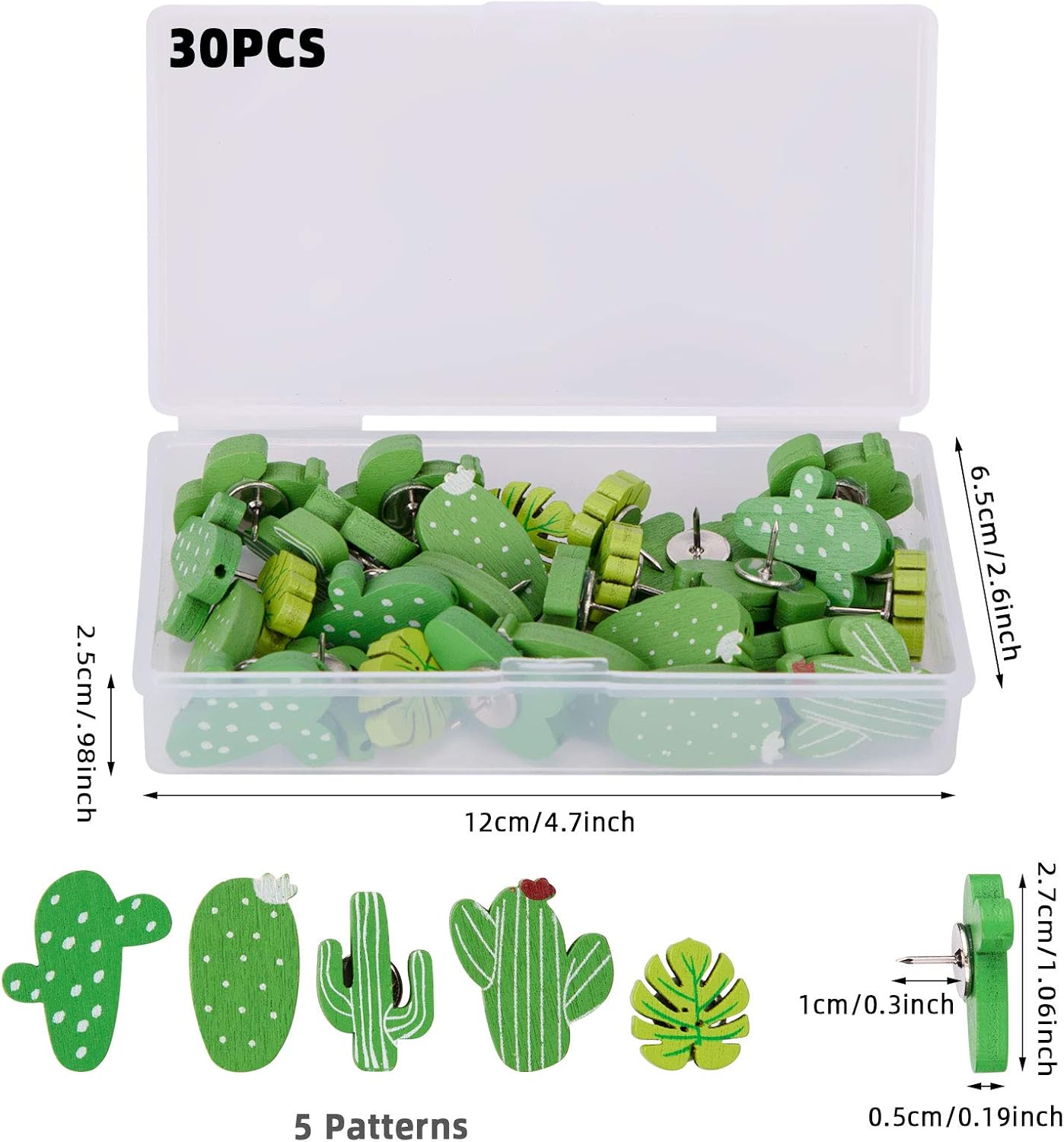 Danolt Push Pins Decorative Cactus 30 Pieces Palm Leaf Drawing Board ...
