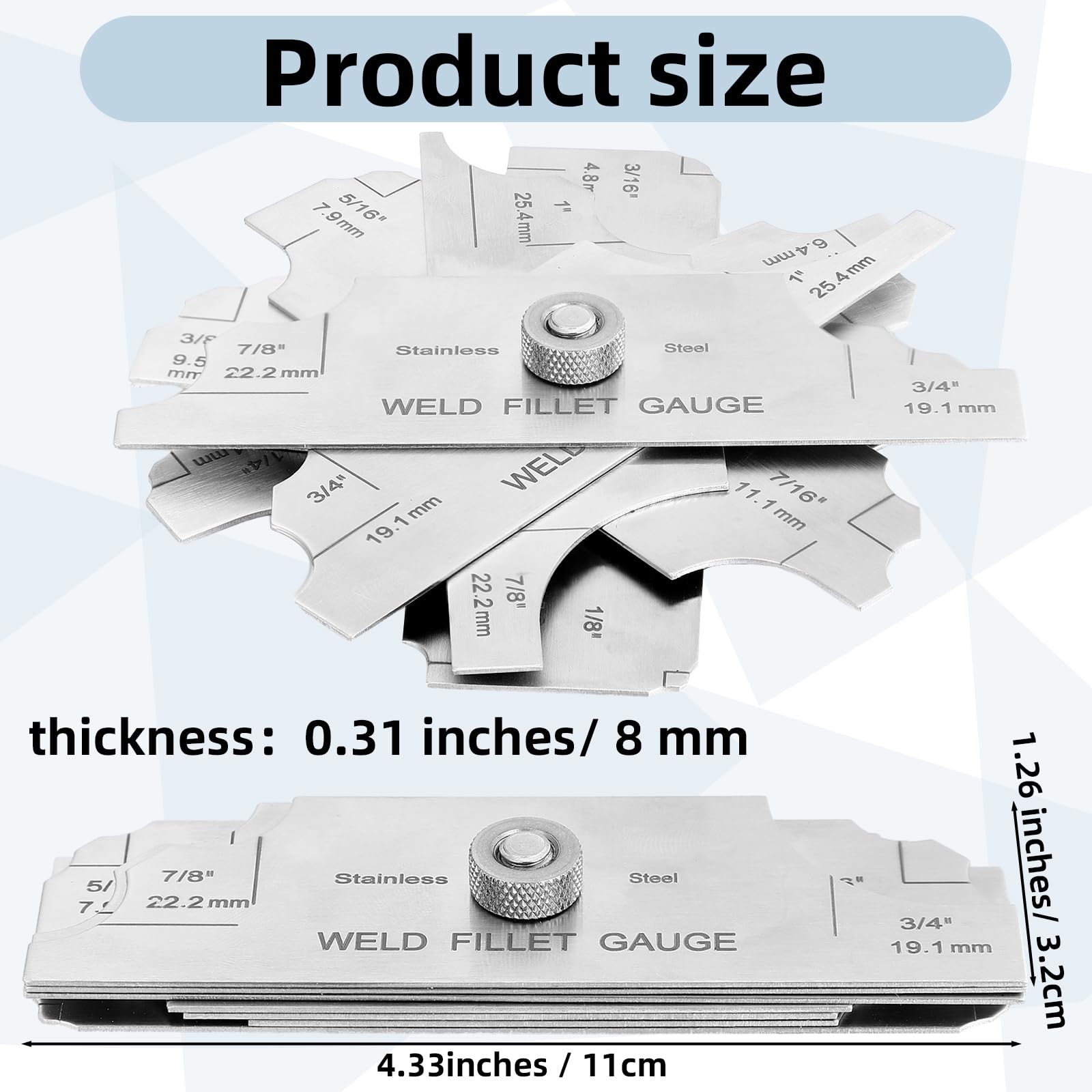Mua Set of 3 Gauge Kit Included 7 Piece Fillet Weld Gauge Gage Set ...