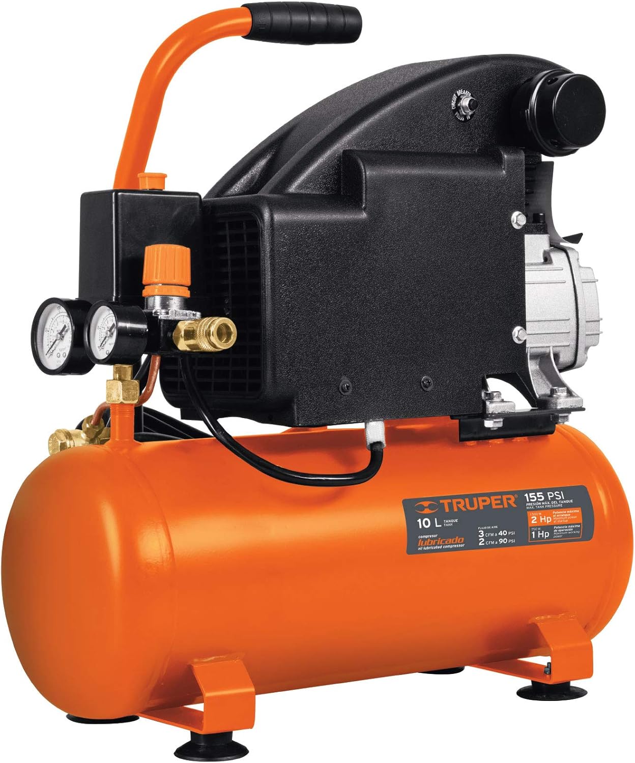 Amazon.com: TRUPER COMP-10L 2.6-Gal Oil-Lubricated Air Compressor. 120 ...