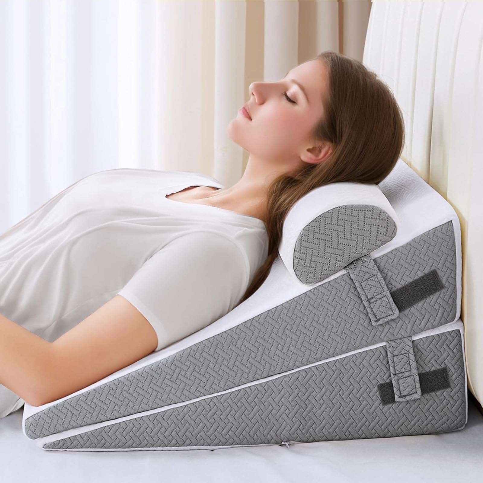 Sasttie Wedge Pillow, Bed Wedge Pillow Set for After Surgery, Acid ...