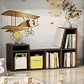 Amazon.com: FOTOSOK 72” Kids Bookshelf with Reading Nook, Super Large ...