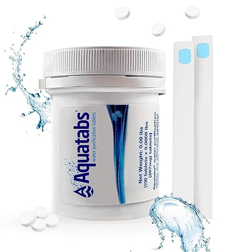 Aquatabs Water Purification Tablets for Drinking - 100 Tablets + 2 ...