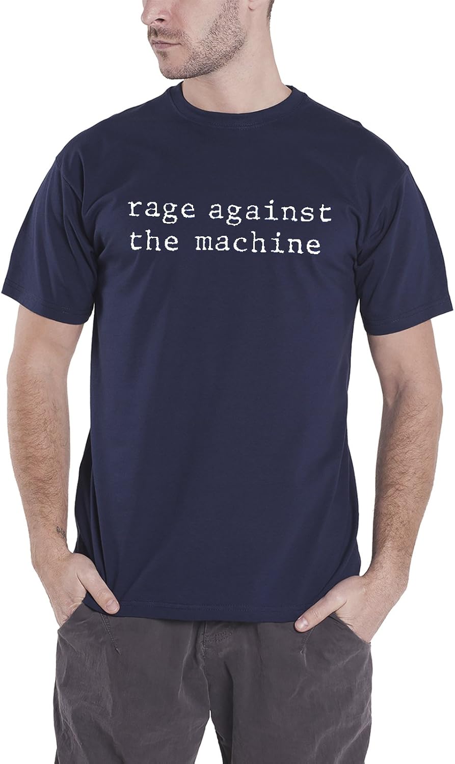 Rage Against The Machine T Shirt Original Band Logo Official Mens Navy ...