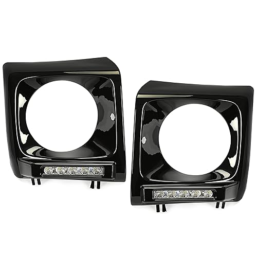 Kojem Headlight Bezel w/LED DRL Headlamp Cover Pair Compatible with ...
