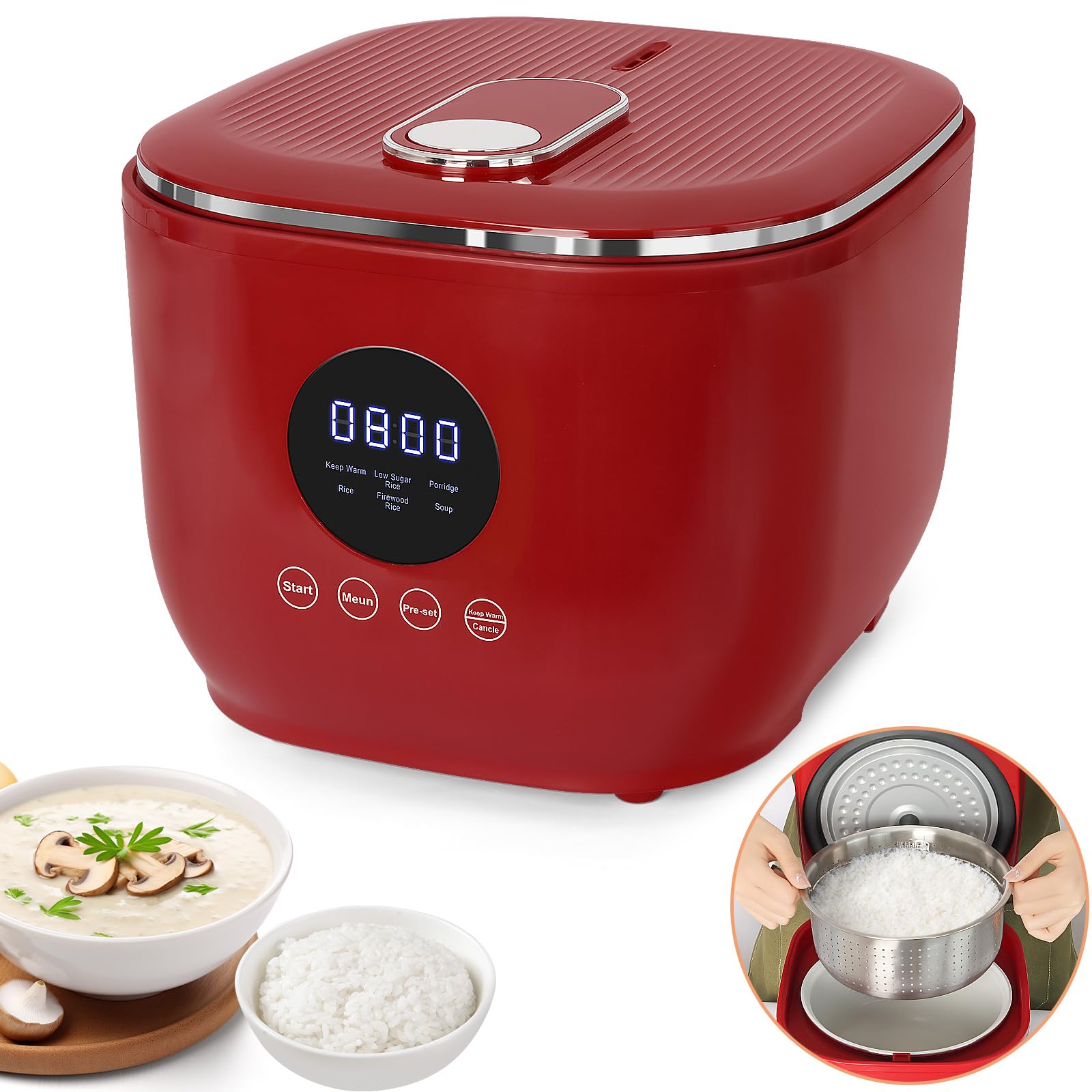 Electric Rice Cooker 6 Cup with Low Carb Rice Cooker Steamer Basket ...