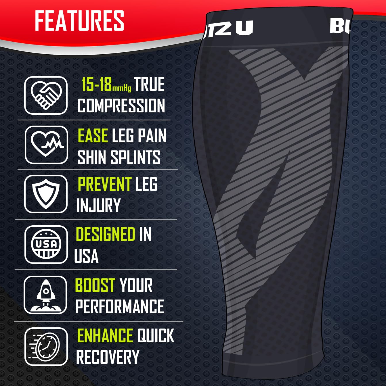 BLITZU Calf Compression Sleeves For Men And Women. Footless Compression ...