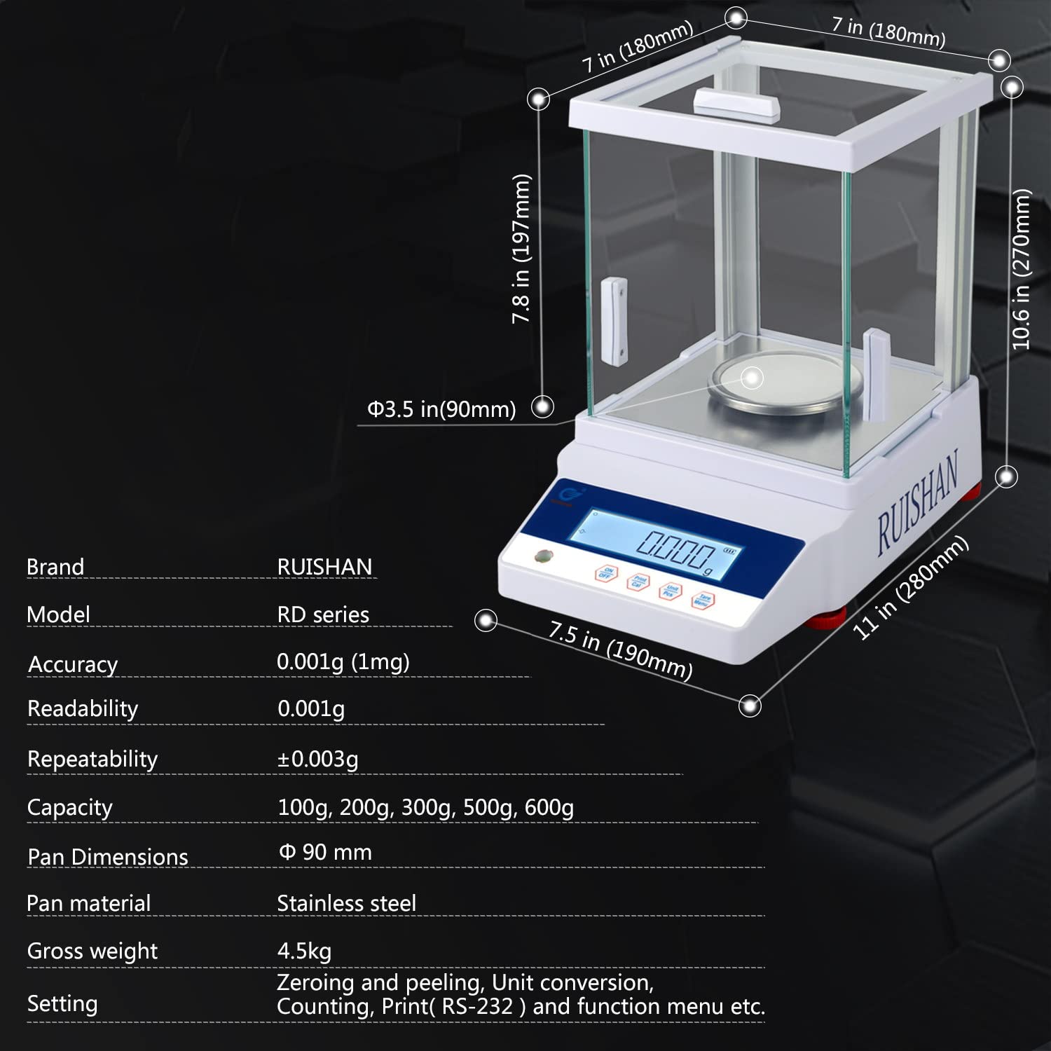 RUISHAN 300g X 1mg Lab Analytical Balance Scale | 0.001g High Accuracy ...