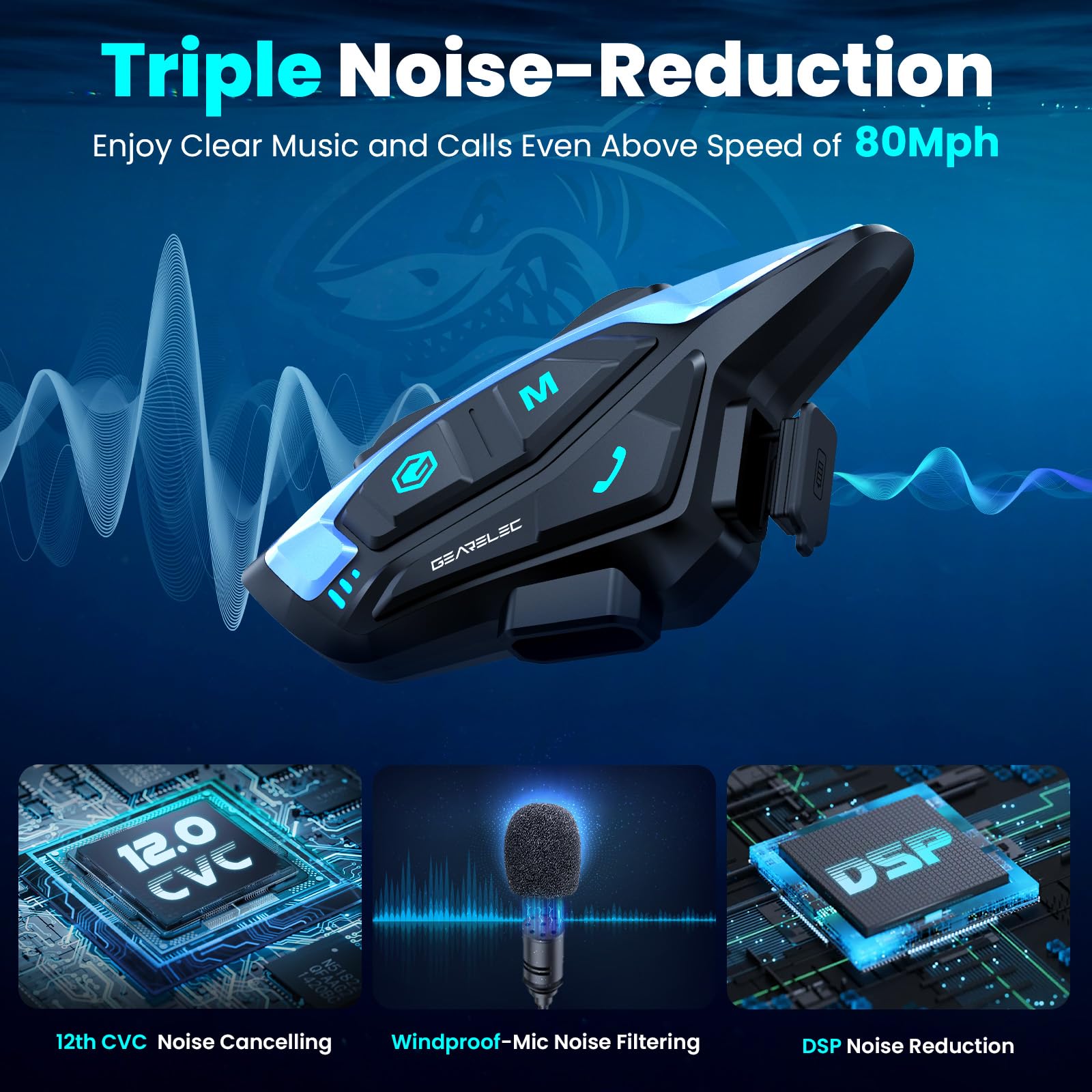 Mua gearelec Motorcycle Helmet Bluetooth Headset [Deep Bass & Super ...