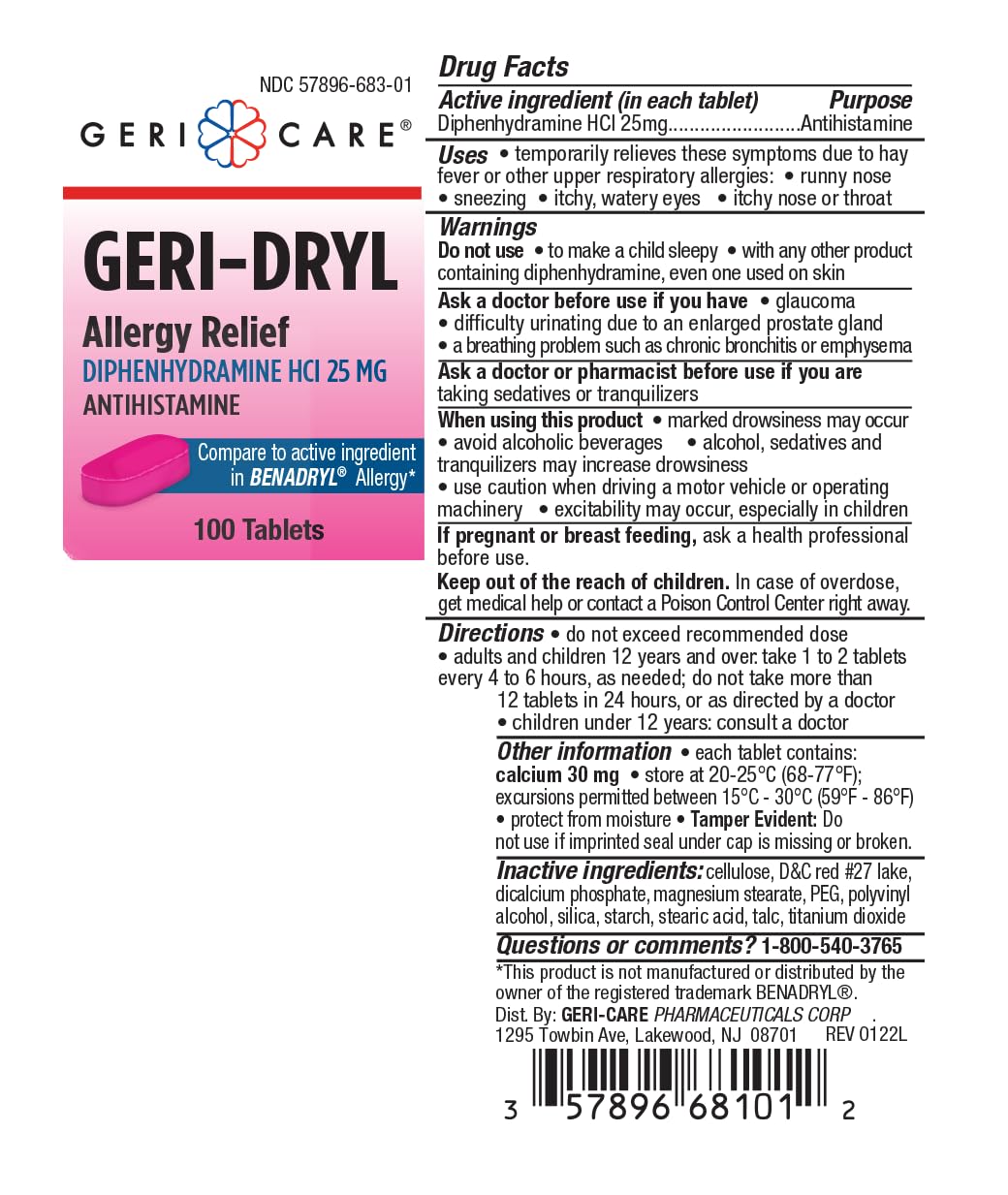 Mua GeriCare Geri-Dryl Diphenhydramine HCl 25mg, Allergy Relief, 100 ...
