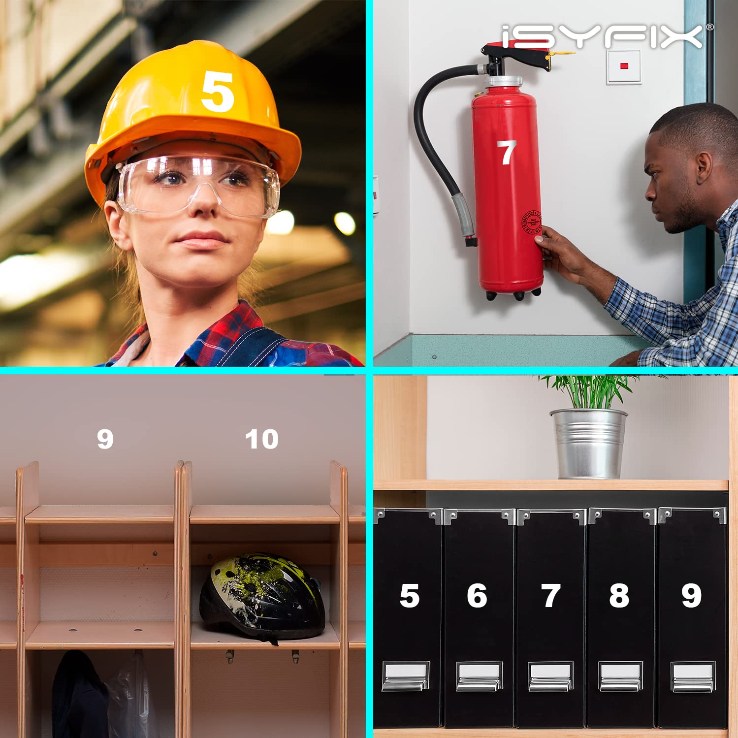 ISYFIX White Vinyl Number 8 (Eight) Stickers - 6 Pack 2 Inch Self ...