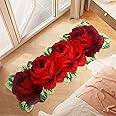 Amazon.com: ABREEZE 4 Rose Rug Floor Runner Handmade Rug Blue Floral ...