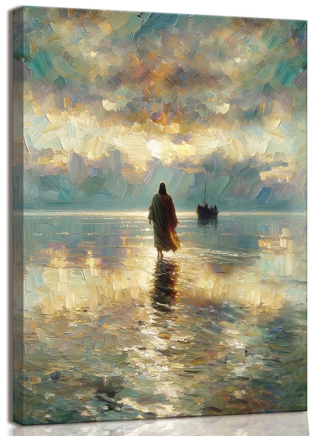 Framed Jesus Pictures for Wall God Canvas Wall Art Jesus Walking on ...