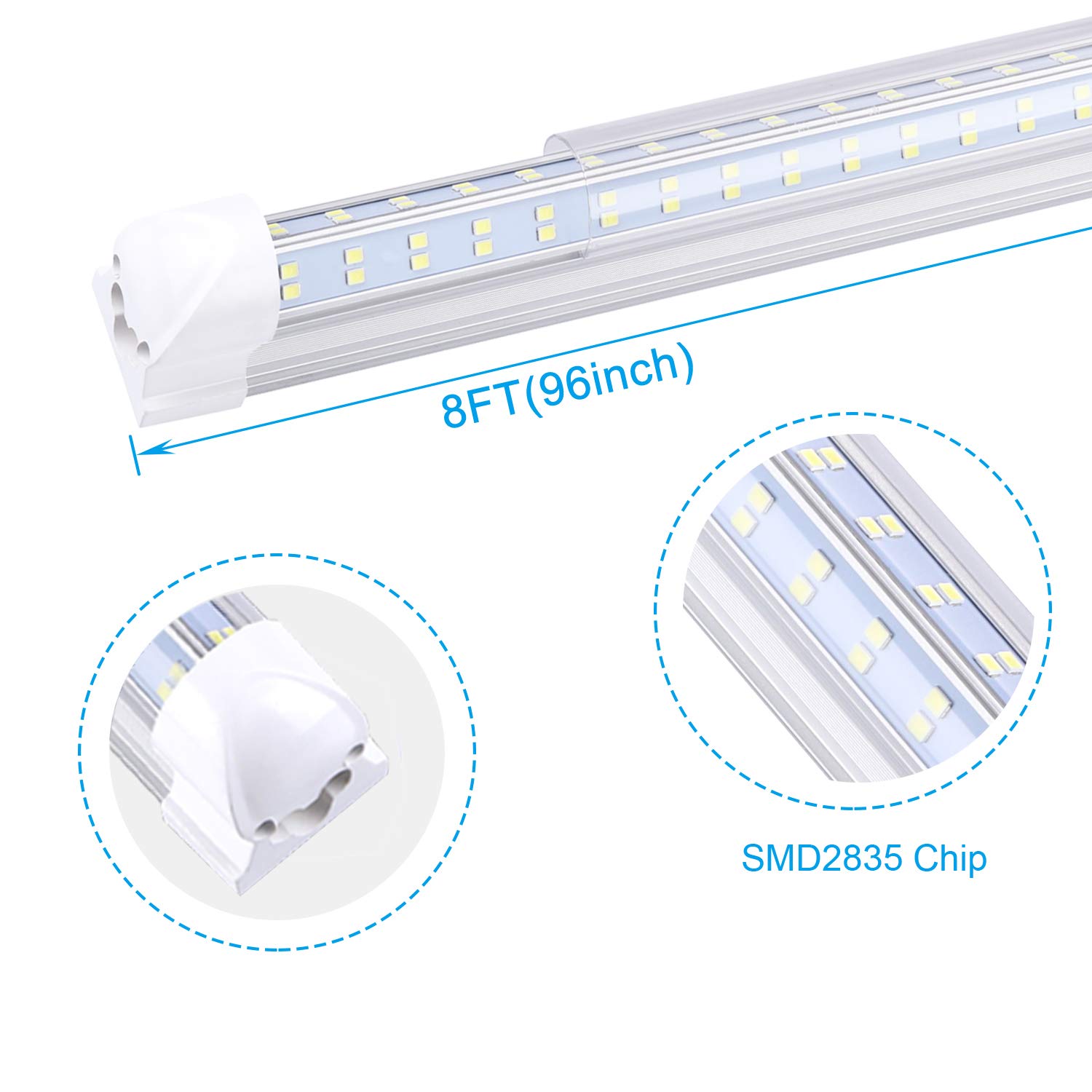 8FT T8 V Shape Integrated Tube Light Double Side 4 Row,120W LED Shop ...