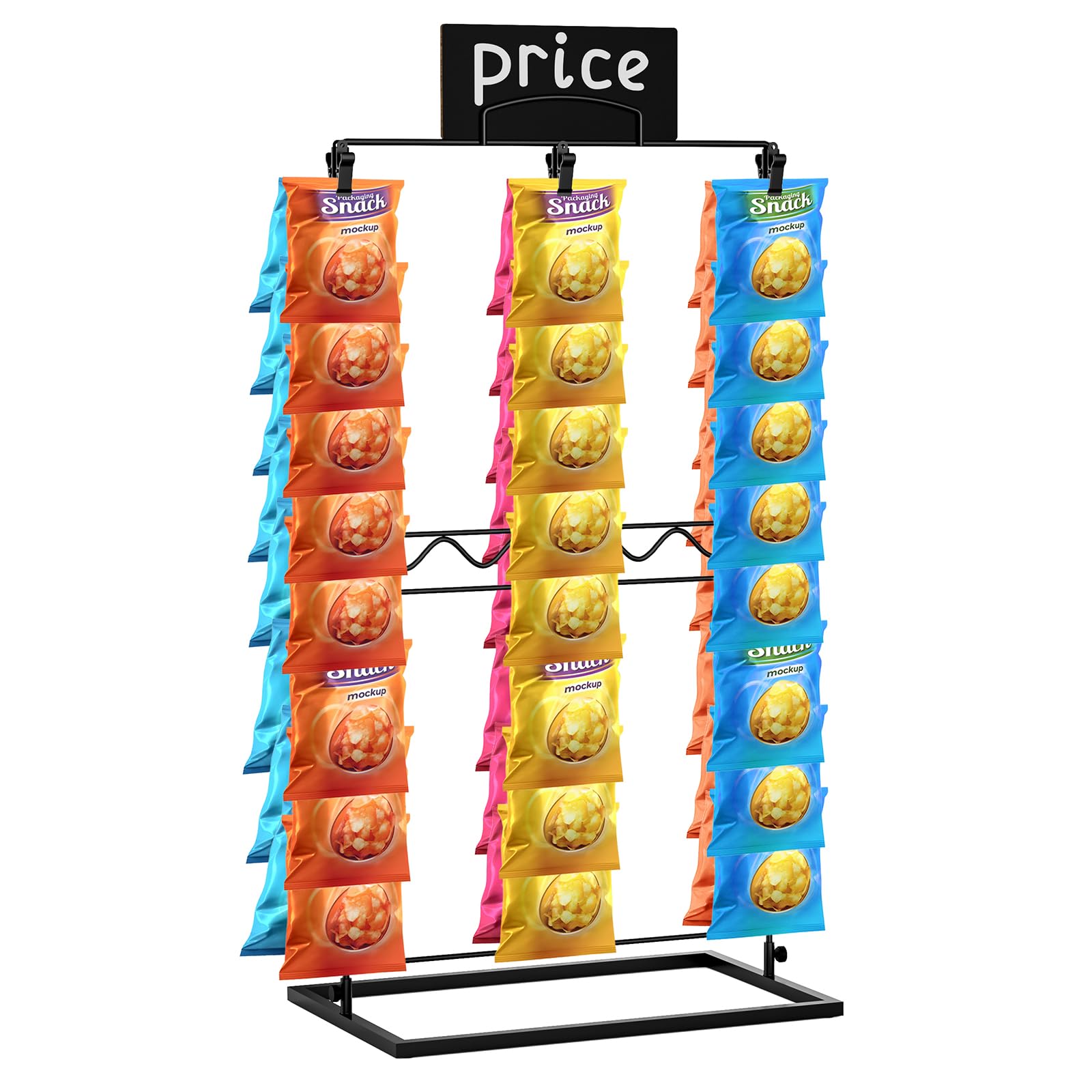 Mua Chip Rack Display Stand, Chip Bag Holder for Party 3-Row 48 Clips ...