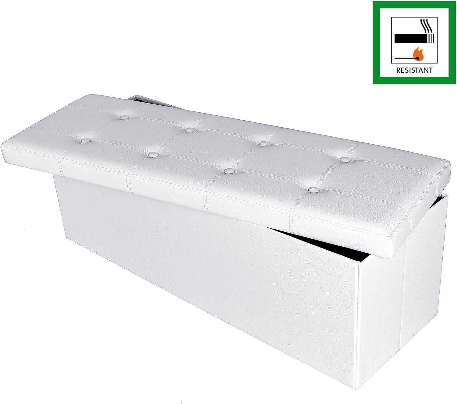 SONGMICS 110 x 38 x 38 cm Large Storage Ottoman Toy Chest Max Load 300 ...