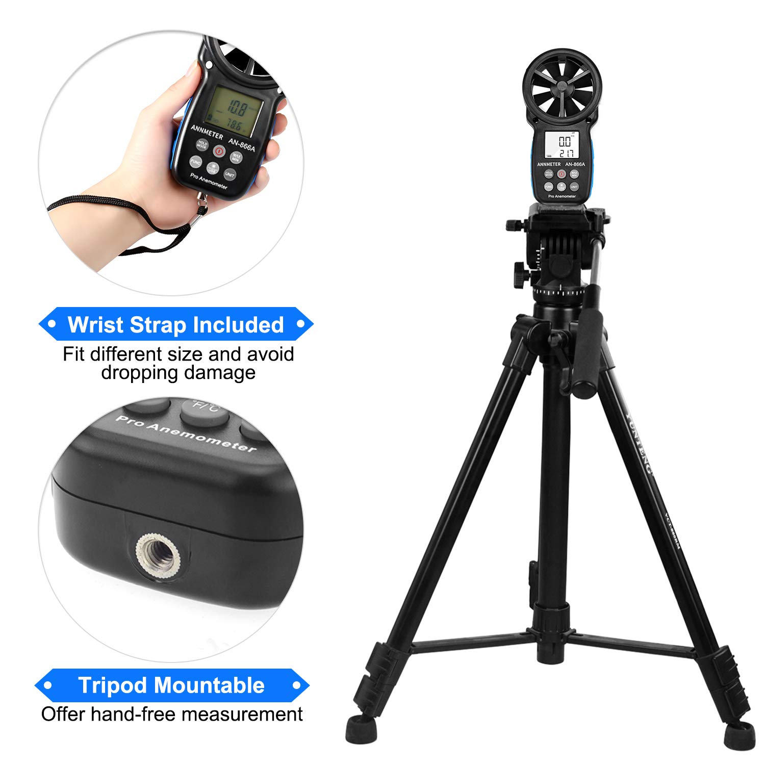 Mua HVAC CFM Anemometer, AIOMEST Handheld Air Flow Meter Measuring Wind ...