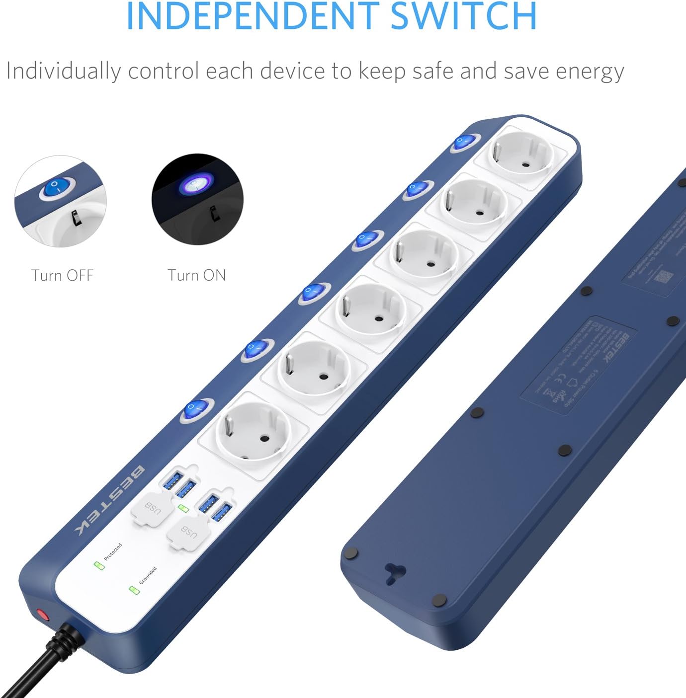 BESTEK Power strip 6 way – BigaMart