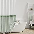 Amazon.com: Dynamene Sage Green Fabric Shower Curtain, Farmhouse Boho Striped Tassel Shower ...