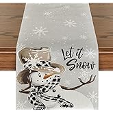 Amazon.com: Christmas Winter Snowman Table Runner Snowflake Let It Snow ...