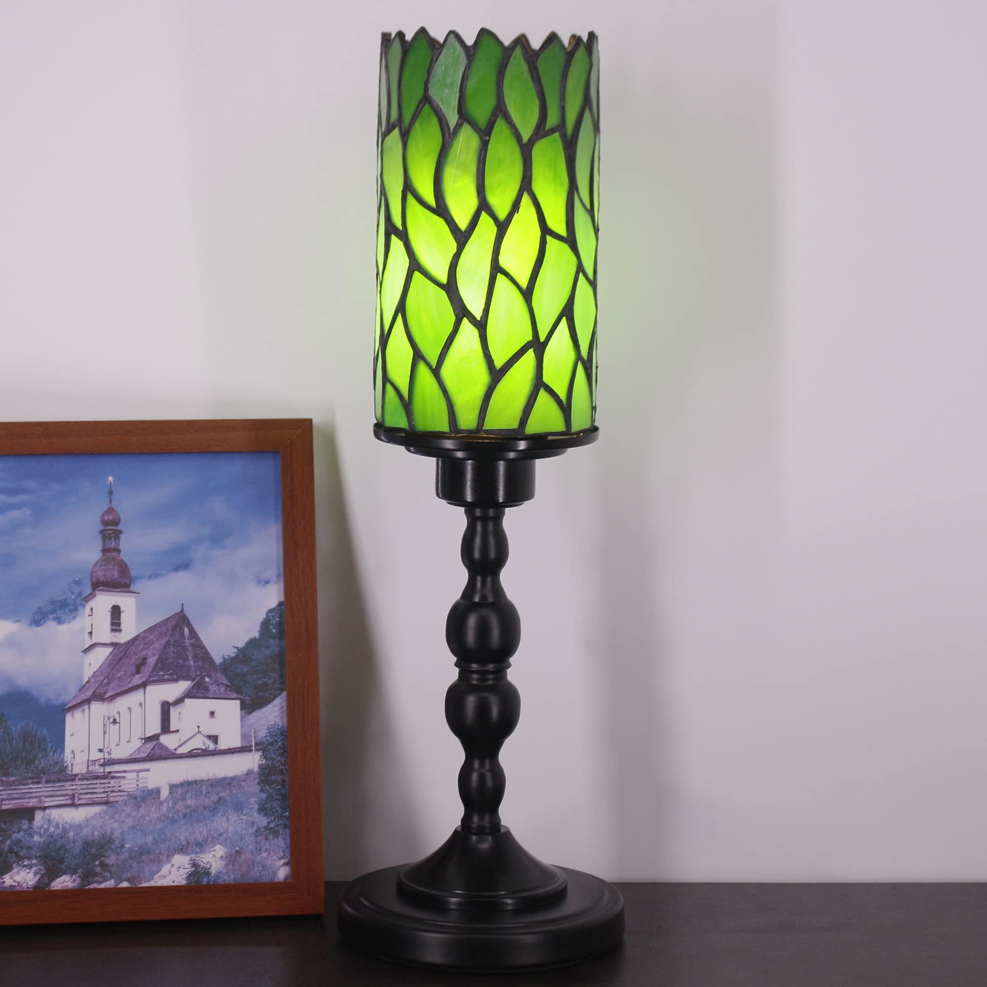 Small Tiffany Table Lamp Stained Glass Candlestick Style Table Light ...