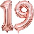 Amazon.com: Rose Gold 19 Number Balloons, 40 Inch Giant Number 19 ...