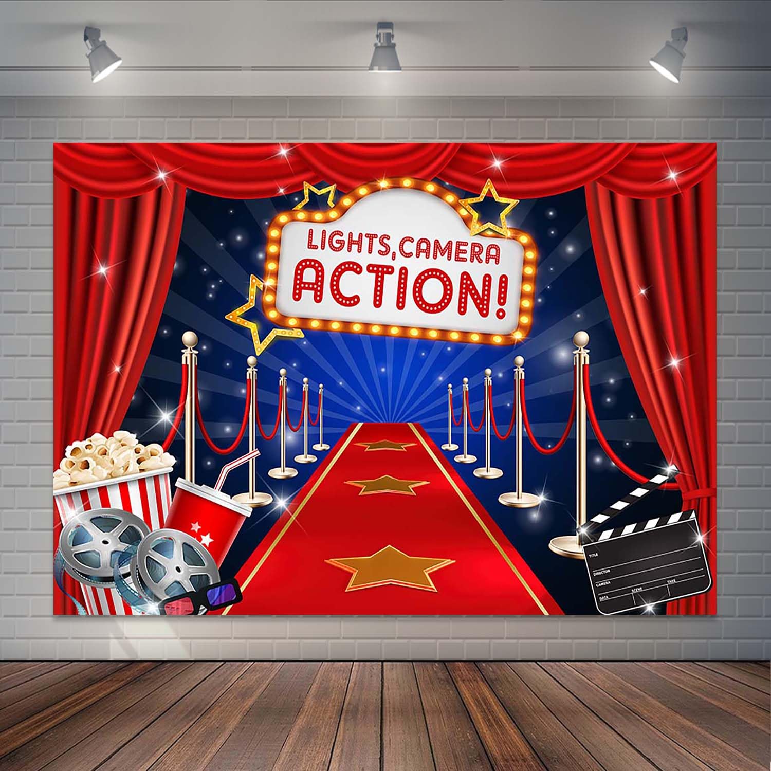 Mua Hollywood Birthday Backdrop Light Camera Action Red Carpet Birthday ...