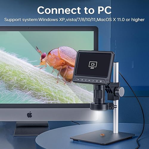 Dcorn Microscope Digital Microscope With 7\" Screen, 1080P Coin ...