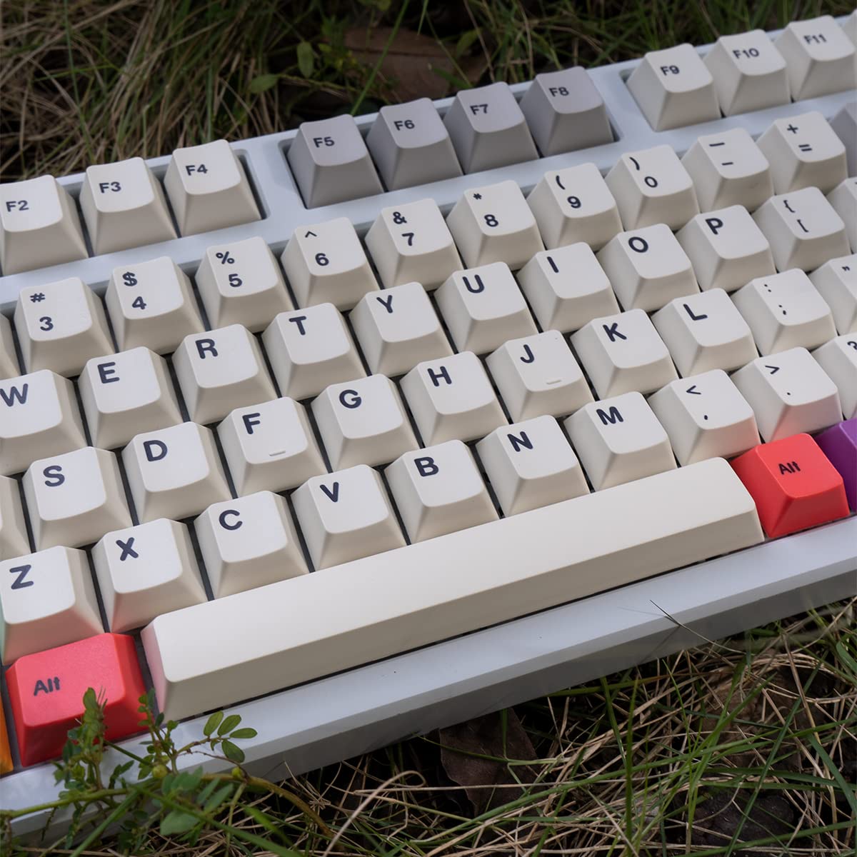 Mua PBT Grey Beige Keycaps Set Cherry Profile 141 Keys Custom Dye-Sub ...