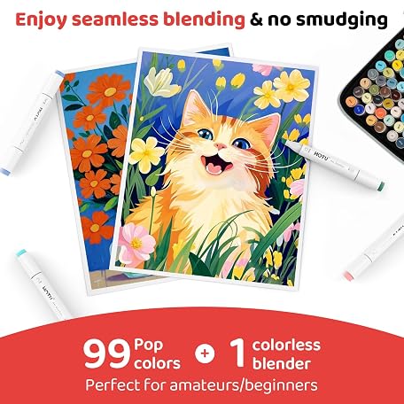 Mua HOTU Alcohol Markers, 100 Colors Dual Tips, Coloring Art Marker Set ...