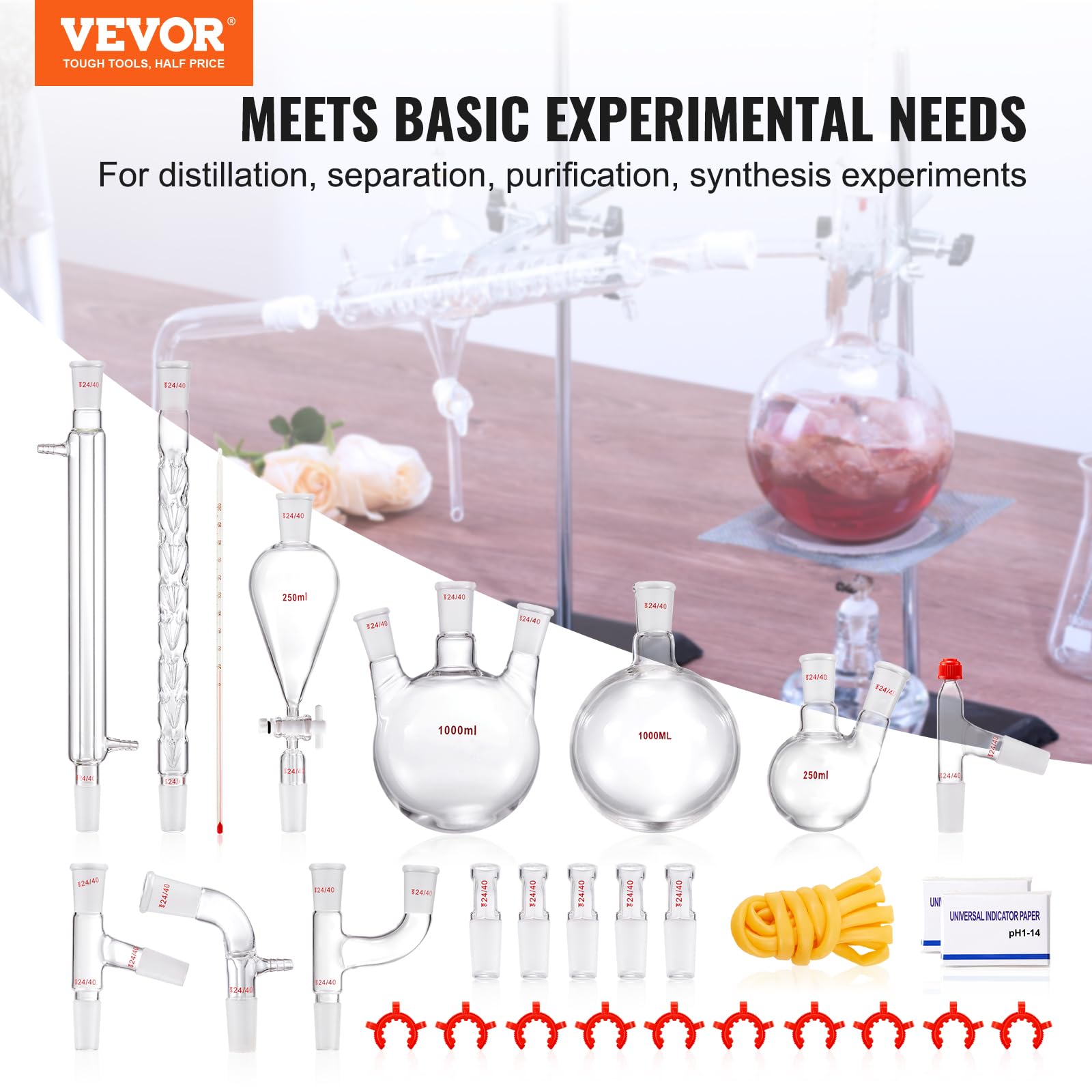 Mua VEVOR New Laboratory Glassware 24/40 Chemistry Glassware 29PCS ...