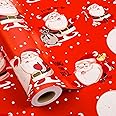Amazon.com: MAYPLUSS Santa Christmas Wrapping Paper Roll - 17 Inch X 33 Feet - Red Vintage ...