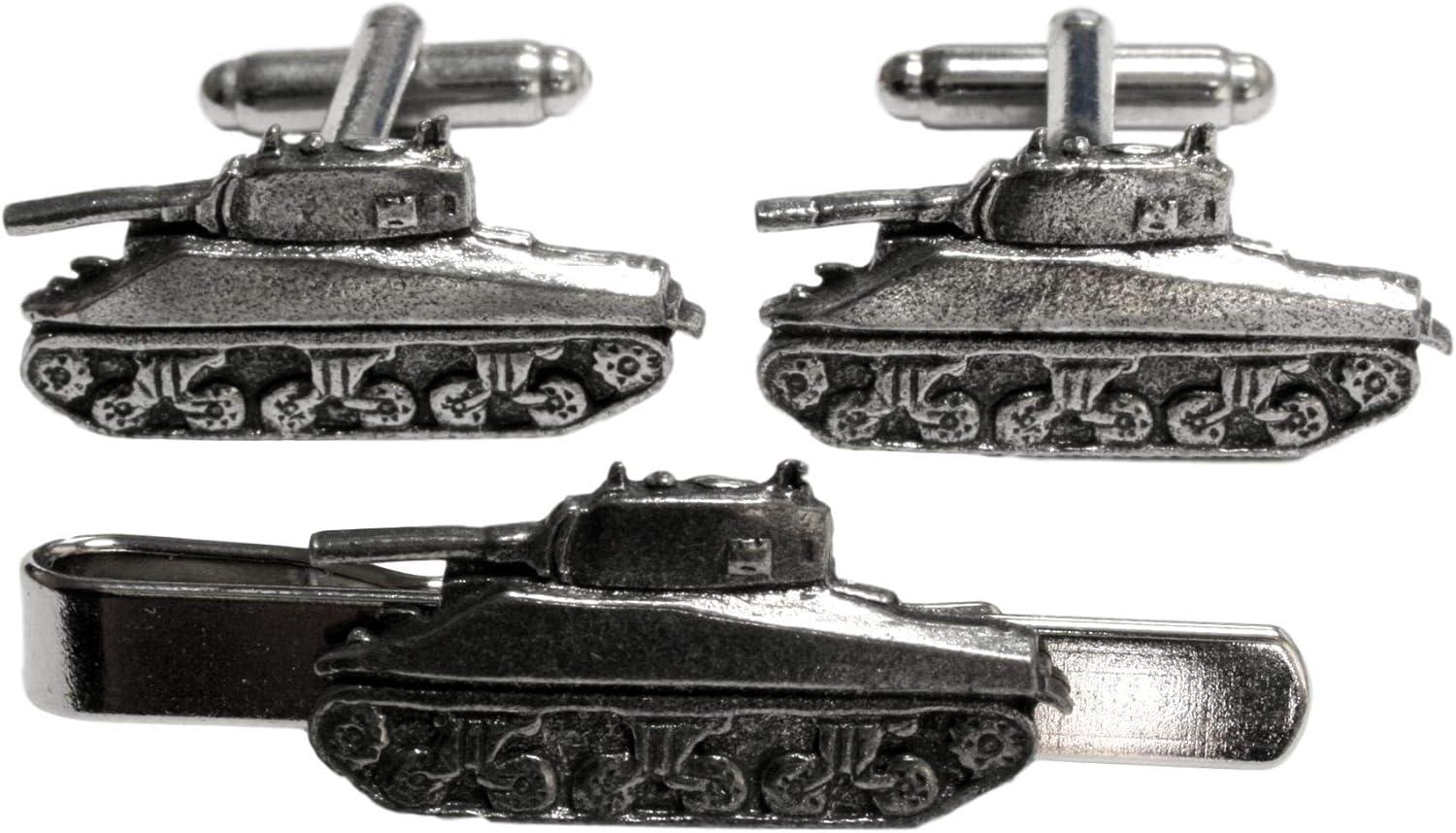 Sherman Tank Cufflinks and Tie Bar Slide Gift Boxed Set 323 – BigaMart