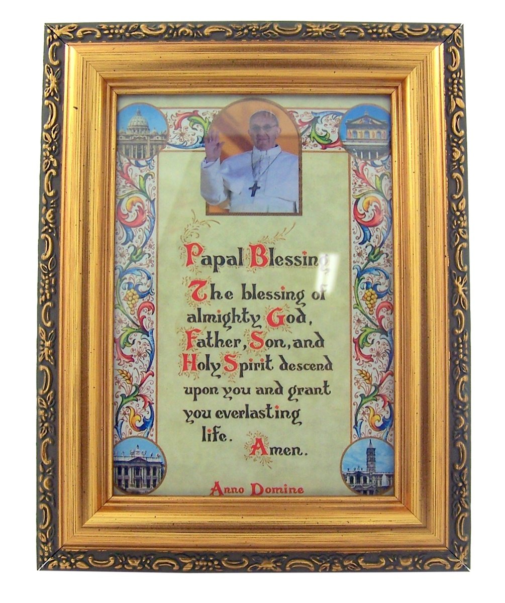 Mua Pope Francis English Papal Blessing in Antique Gold and Wood Toned ...