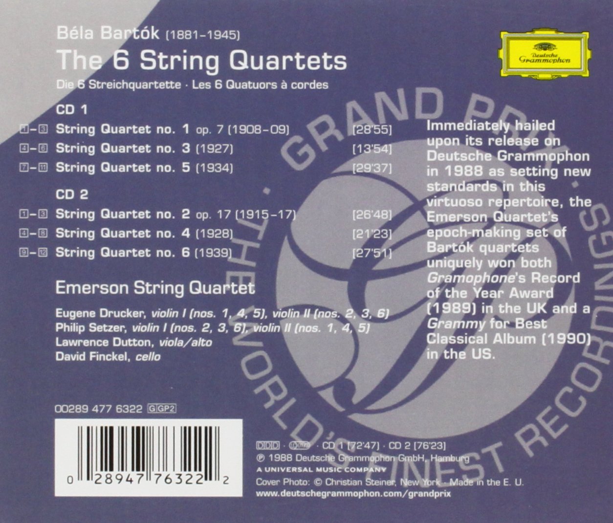 巴爾托克 - 六首弦樂四重奏／Bela Bartok : The 6 String Quartets > 艾默森弦樂四重奏／EMERSON STRING QUARTET > 佳佳唱片行