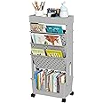 Amazon.com: yeavs 5-Tier Mobile Bookshelf, Rolling Bookcase Book ...