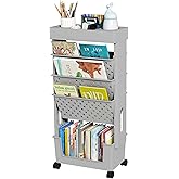 Amazon.com: yeavs 5-Tier Mobile Bookshelf, Rolling Bookcase Book ...