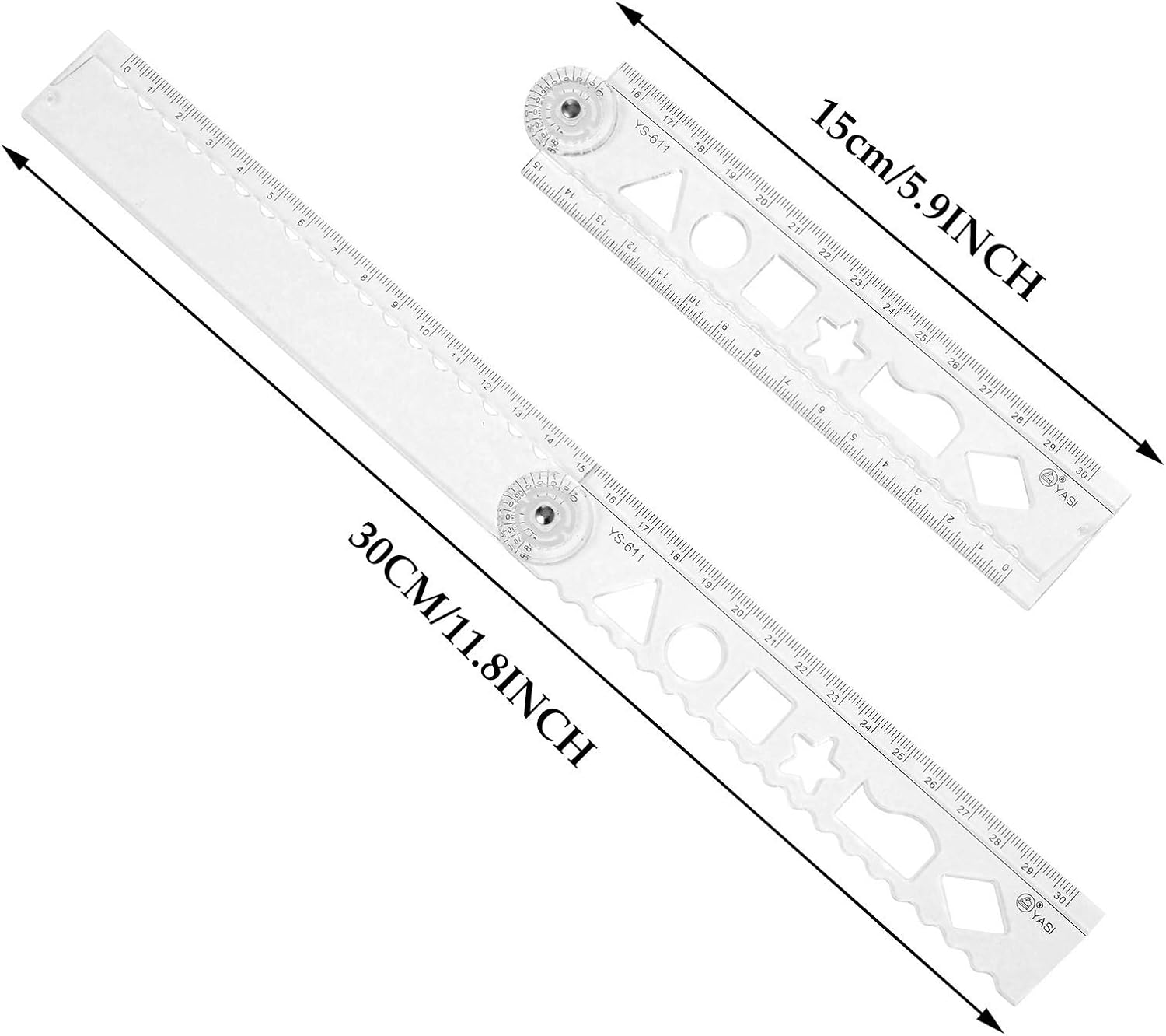3 Pieces Folding Rulers, Flexible Ruler 12 Inch Transparent Rulers ...