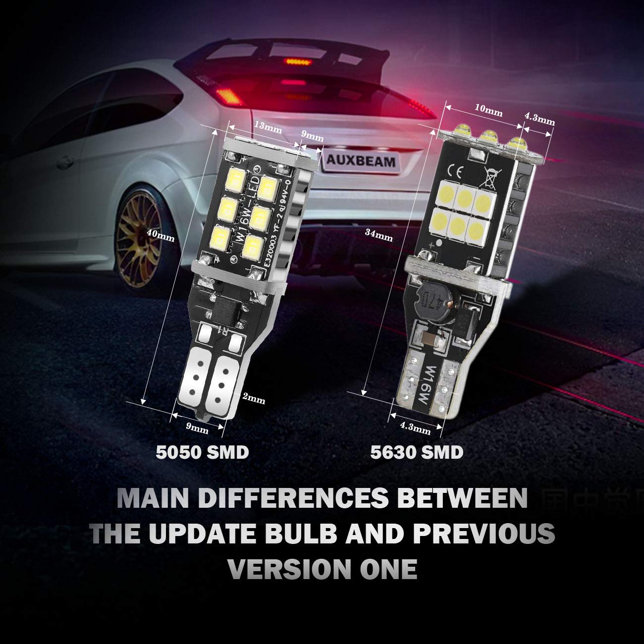 Upgrade Auxbeam T15 Led Light Bulb 921 LED Bulb W16W 800LM HID White upgrade-auxbeam-t15-led-light-bulb-921-led-bulb-w16w-800lm-hid-white