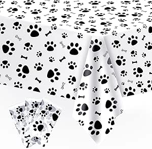 Amazon.com: 3 Pack Puppy Dog Pet Paw Print Plastic Tablecloth Table ...