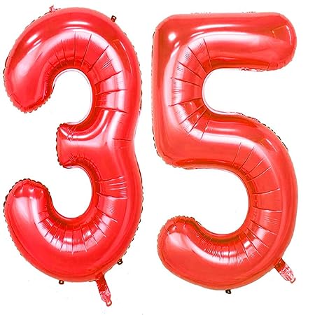 Amazon.com: 40inch Red Foil 35 Helium Jumbo Digital Number Balloons ...