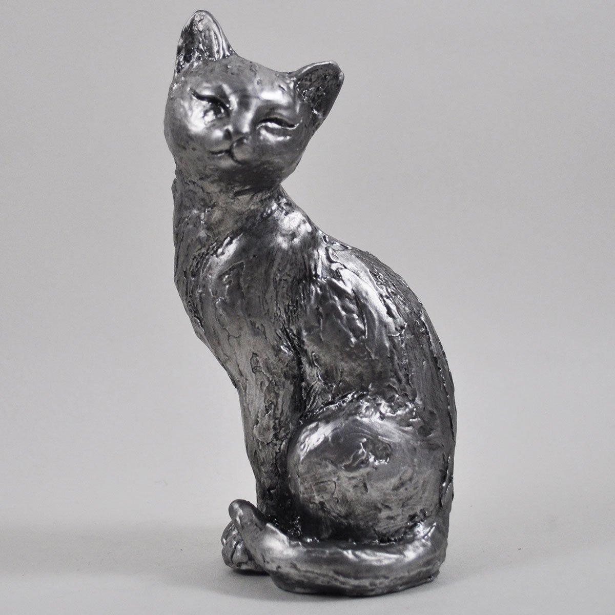 Sitting Cat. Antique Silver Handcrafted Style Finish Ornament. H16.5cm ...