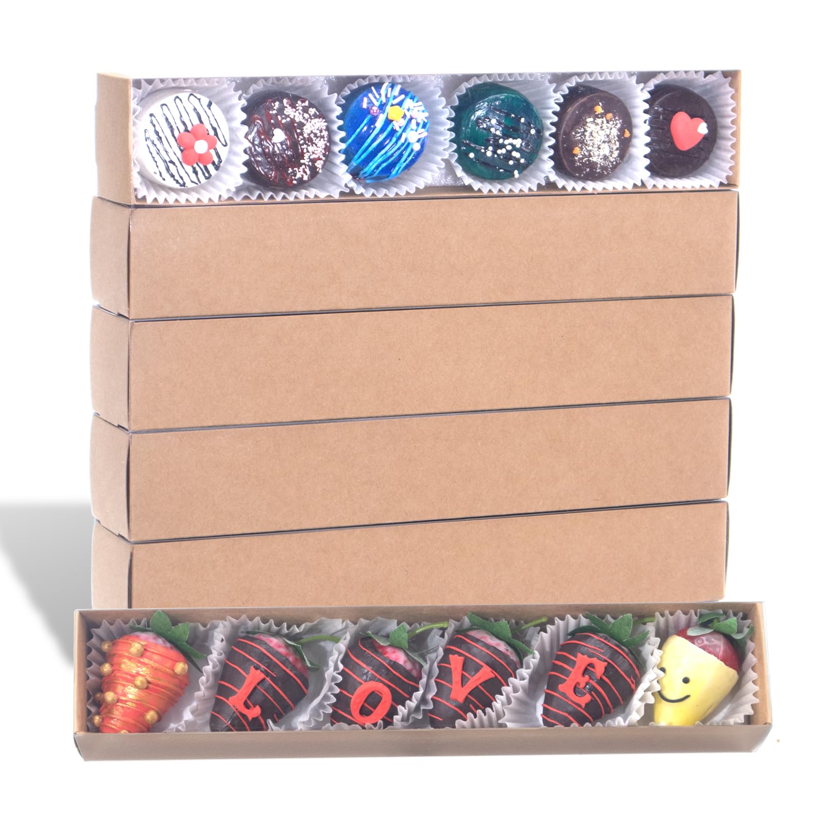 SLShePack 50Pack 12x2¼x2 Inch Chocolate Covered Strawberry Boxes for 6 ...