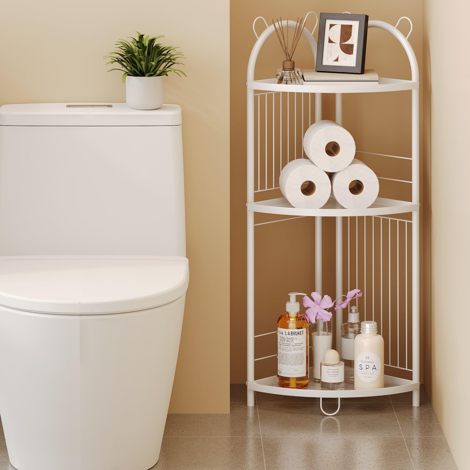 Small Corner Shelf Metal Bathroom Corner Shelf 3 Tier Bathroom Stand ...
